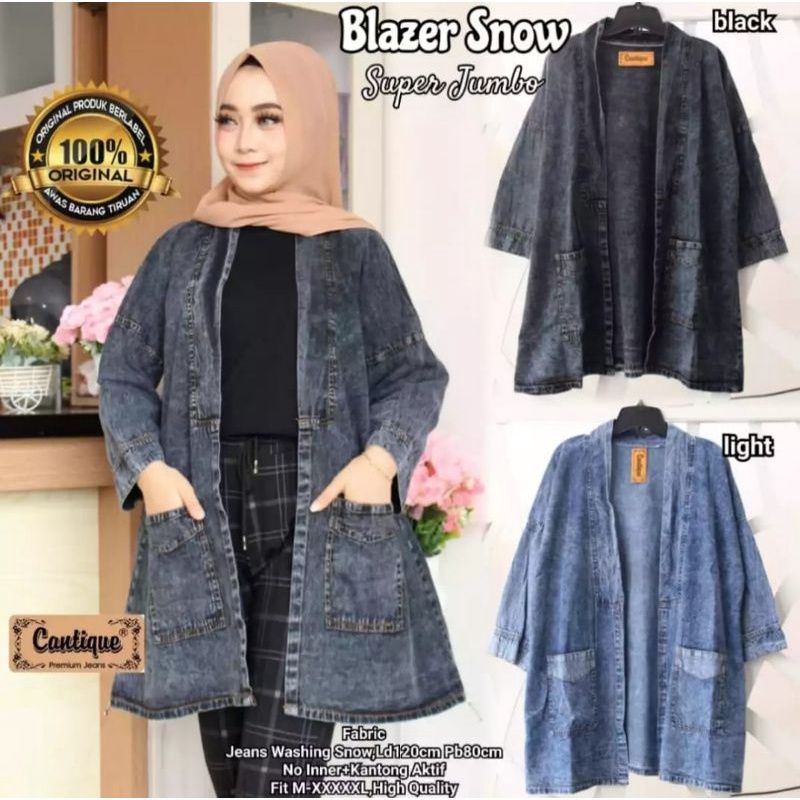 Jual Cardigan jeans wanita jumbo / outer jeans kekinian wanita / blazer ...
