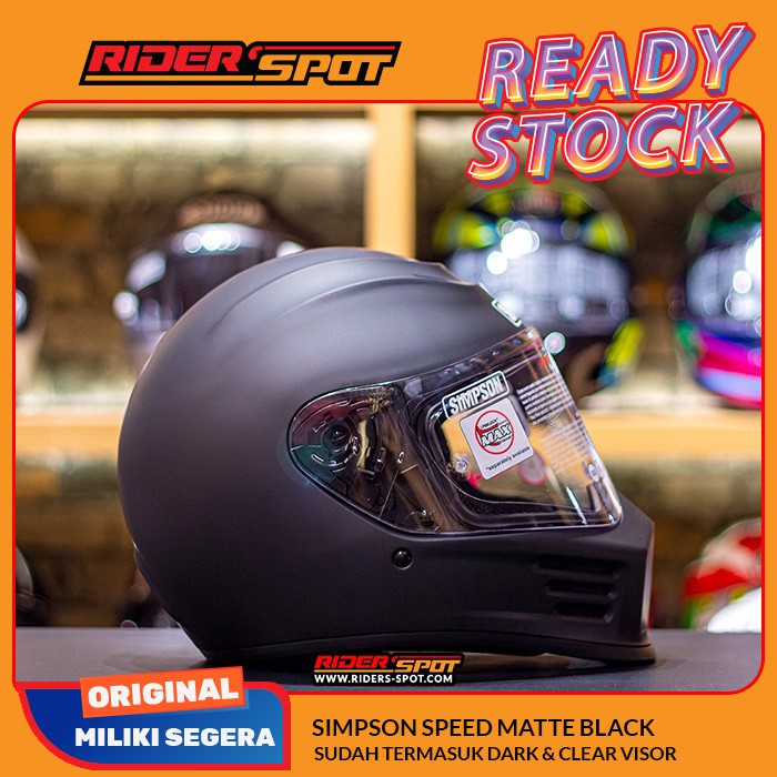 Jual Helm Motor SIMPSON Speed Bandit Matte Black Full Face Helmet ...
