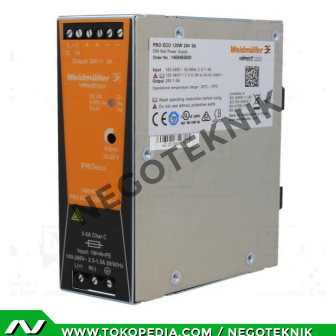 Jual Weidmuller 1469480000 Pro Eco 120W 24V 5A Power Supply ...