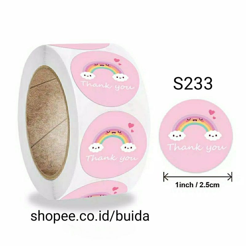 Jual Stiker Sticker Label Thank You Pelangi Pink Rainbow Segel Kemasan ...