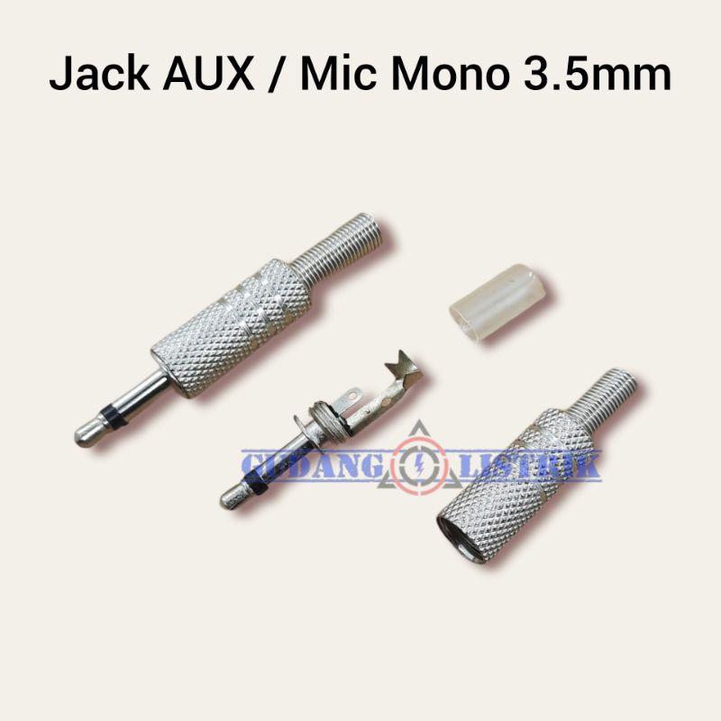 Jual Jack AUX Mini Mono 3.5mm 2 Pin Jack Mic Kecil Besi Nikel | Shopee ...