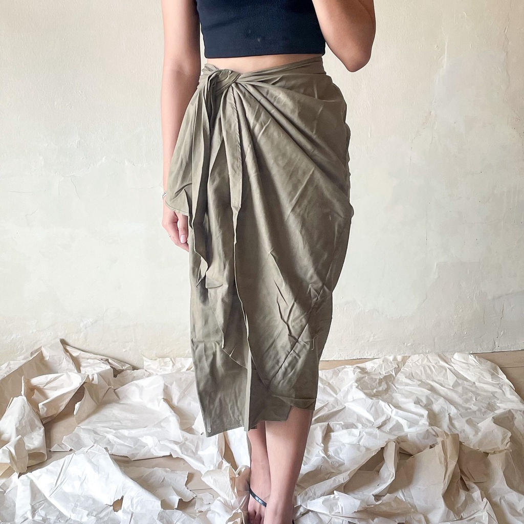 Jual Poppy Wrap Skirt - Rok Ikat Lilit Linen | Shopee Indonesia