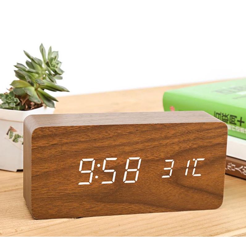 Jual JD-03 Jam Meja digital Motif Kayu Digital Led Weker / Desain Wood ...