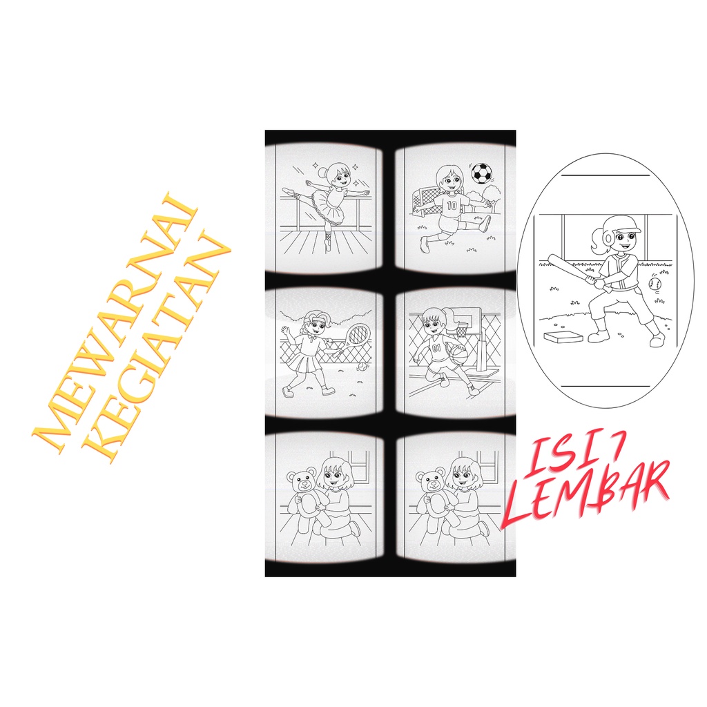 Jual Kertas Mewarnai Kegiatan Anak|worksheet Mewarnai|MURAH ISI 7 ...