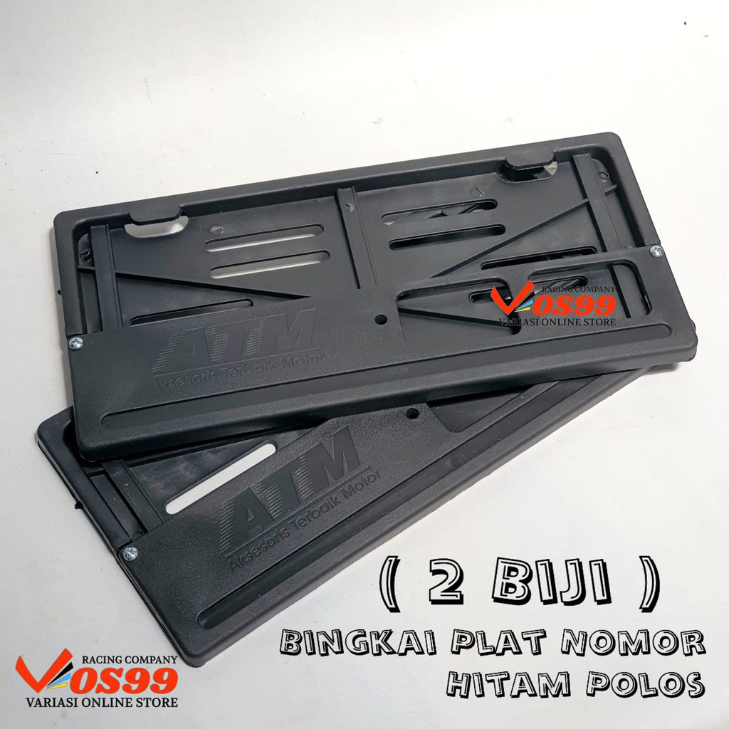 Jual [ 2 BIJI ] BINGKAI PLAT NOMOR MOTOR POLOS HITAM MERK ATM BISA ...