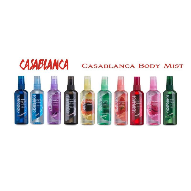 Jual CASABLANCA BODY MIST 50 ML (PROMO PAKET 20 PC CAMPUR KUNING, HIJAU ...