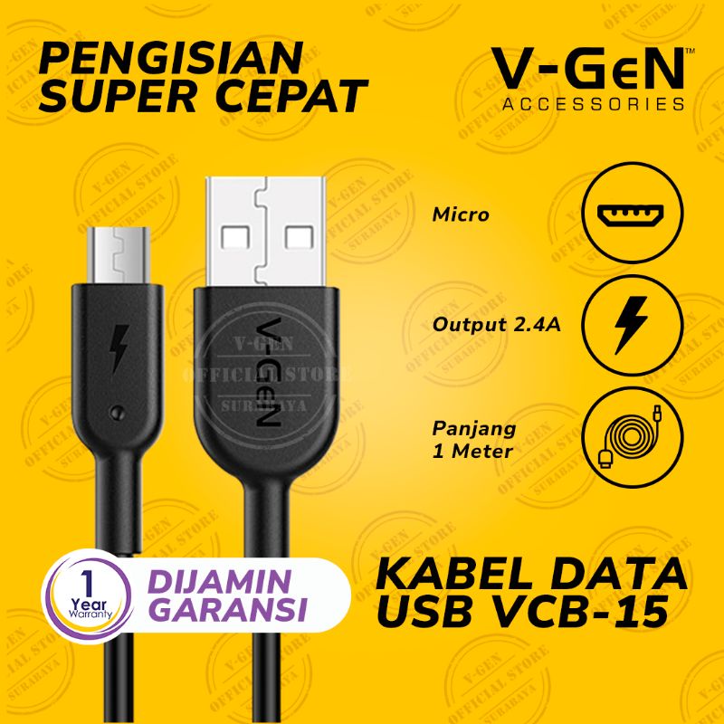 Jual Kabel Data Murah VCB-15 Micro USB 2.4A V-GeN | Shopee Indonesia