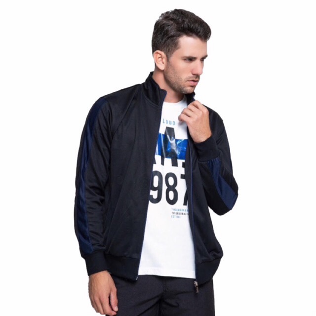 Jual Jaket Pria Cole Training Detail Stripe Lengan - Hitam dan Biru ...