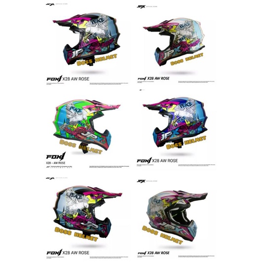 Jual helm Cross Fox 1 X28 Rose Motorcross helm Full Face Original ...