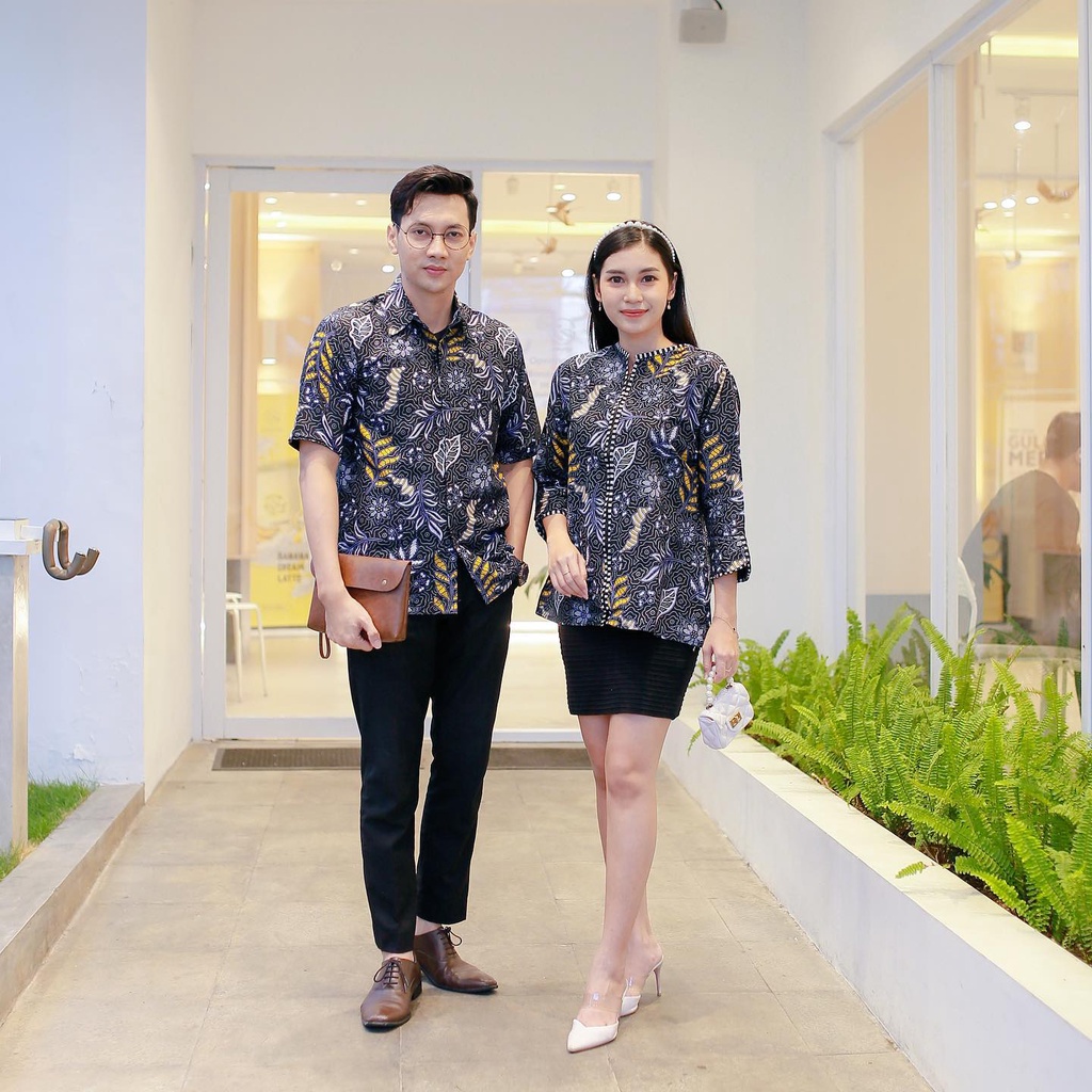 Jual Benang Raja Batik Couple Pria Wanita Motif Daun Bunga | Shopee ...