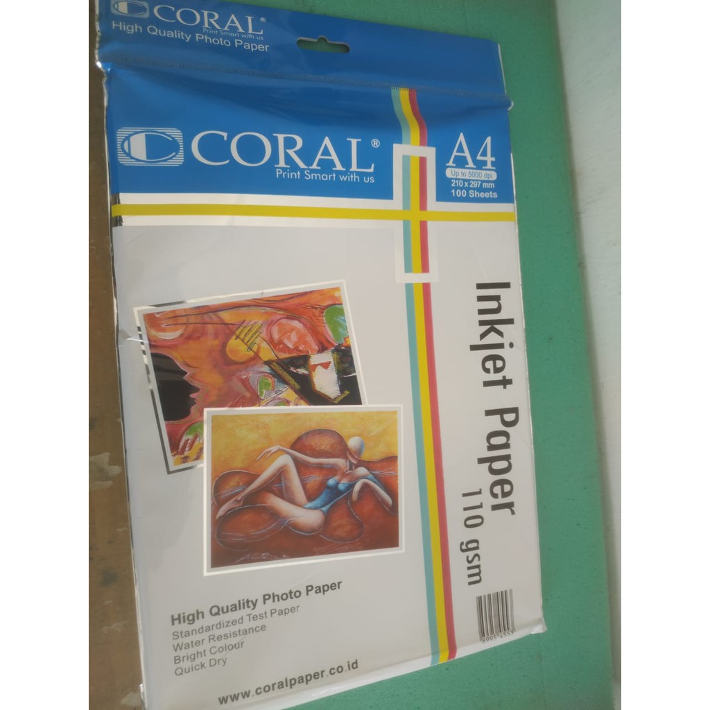 Jual Kertas Coral Inkjet Paper A4-110 Gr (1 Pack=100 Sheet) | Shopee ...