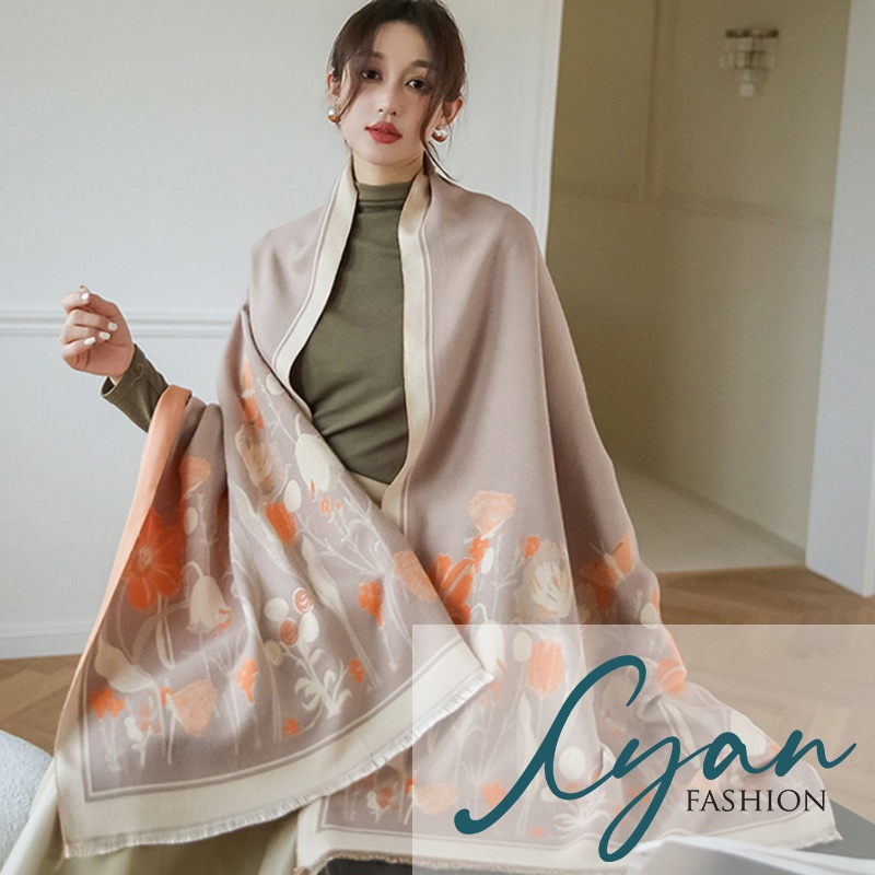 Jual Syal "Pansy" 60 x 190 Anggun motif Bunga yang mewah Bahan High ...