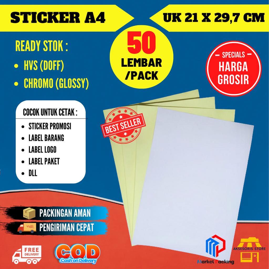 Jual STIKER LABEL A4 ISI 50 LEMBAR / KERTAS STICKER UKURAN A4 | Shopee ...