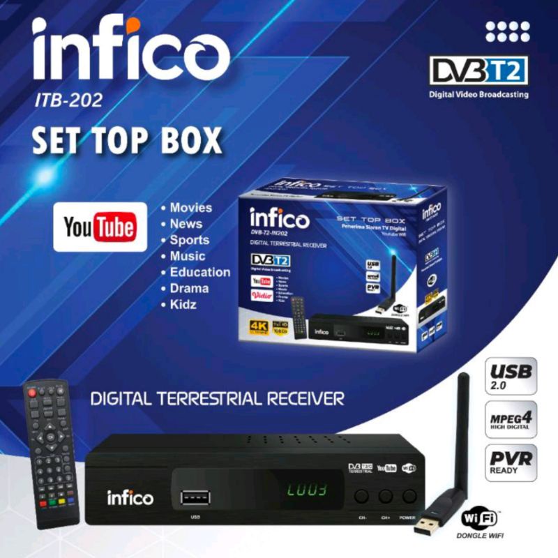 Jual Promo paket lengkap set top box tv tabung digital infico ITB 202 plus dongle wifi bisa ...