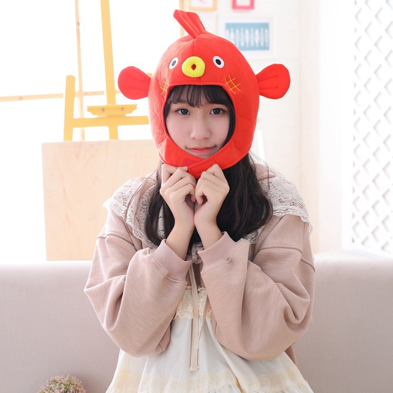 Jual Korean girl cartoon puffer fish headgear hat funny selling cute ...