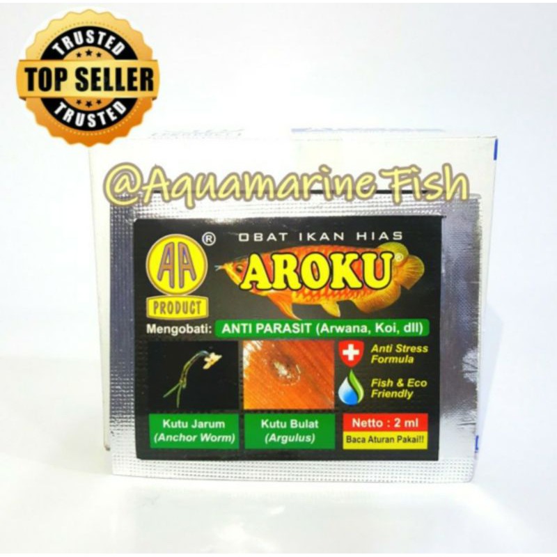 Jual AROKU Obat Kutu Ikan Hias Anti Parasit Arowana Koi Koki 2ml 2 ml ...
