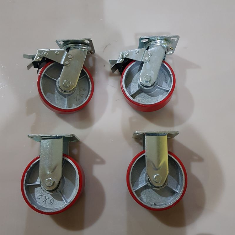 Jual Roda pu heavy duty 5 inch taiwan 2putar+rem 2mati (harga isi 4 ...