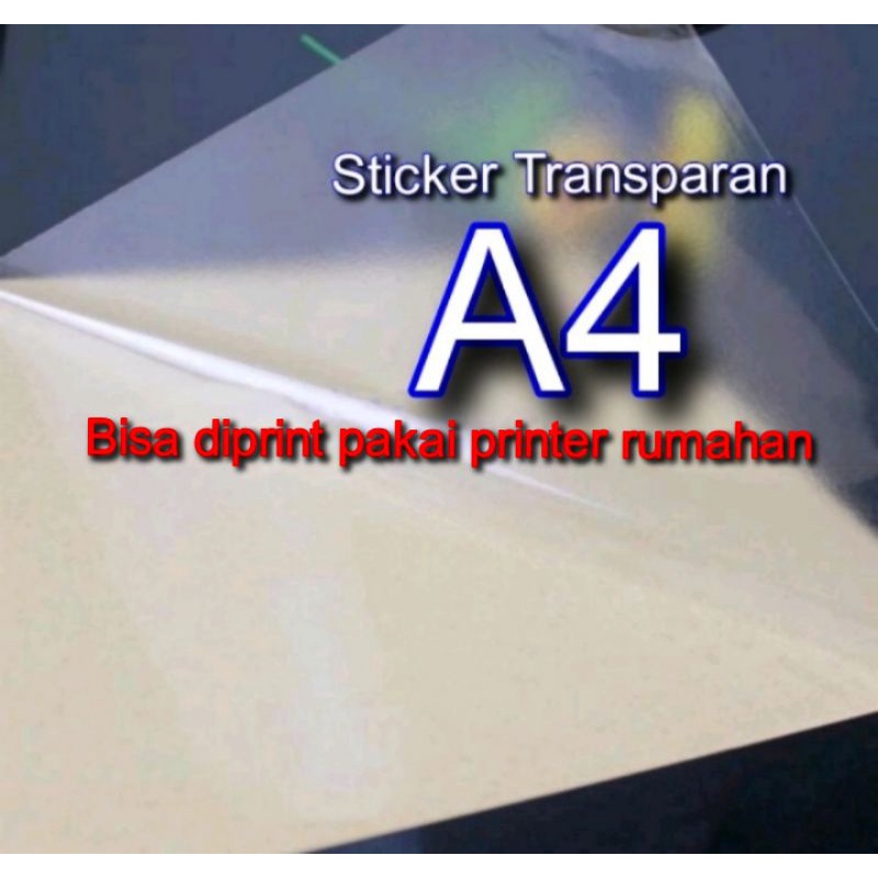 Jual sticker transparan A4 bisa dprint pakai printer rumahan | Shopee ...