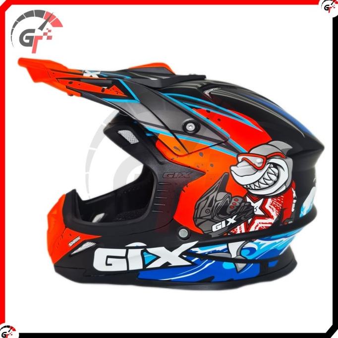 Jual Helm Motor Trail Cross Helem Full Face Helmet Motif Shark | Shopee ...