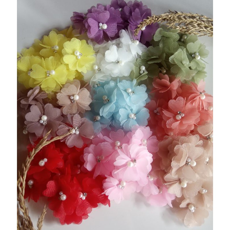 Jual Aplikasi bunga semanggi organza 4cm/ kebaya gaun pengantin ...