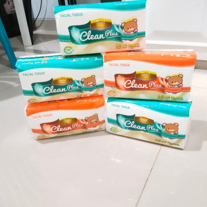 Jual premium facial tissue clean plus 180 sheet 2 ply 1 dus isi 60 pack ...