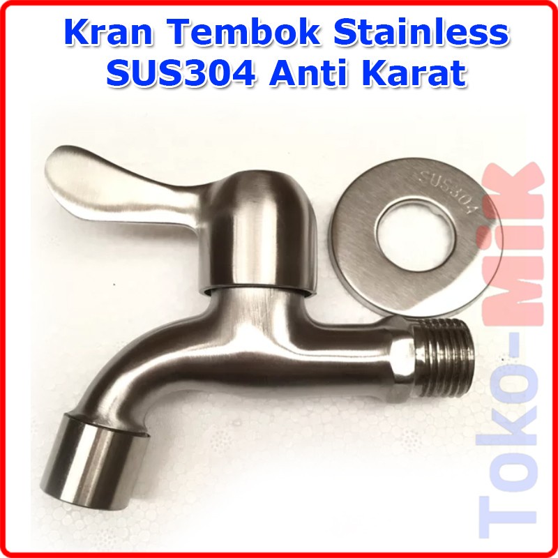 Jual KRAN AIR STAINLESS STEEL SUS 304 1/2 IN UJUNG STANDAR GAGANG BULAT | Shopee Indonesia