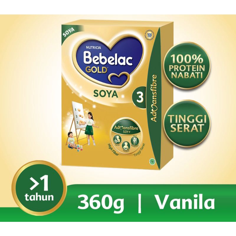 Jual Susu Bebelac Gold Soya 3 Usia 1-5 Tahun Rasa Vanila 360 gr/Susu ...