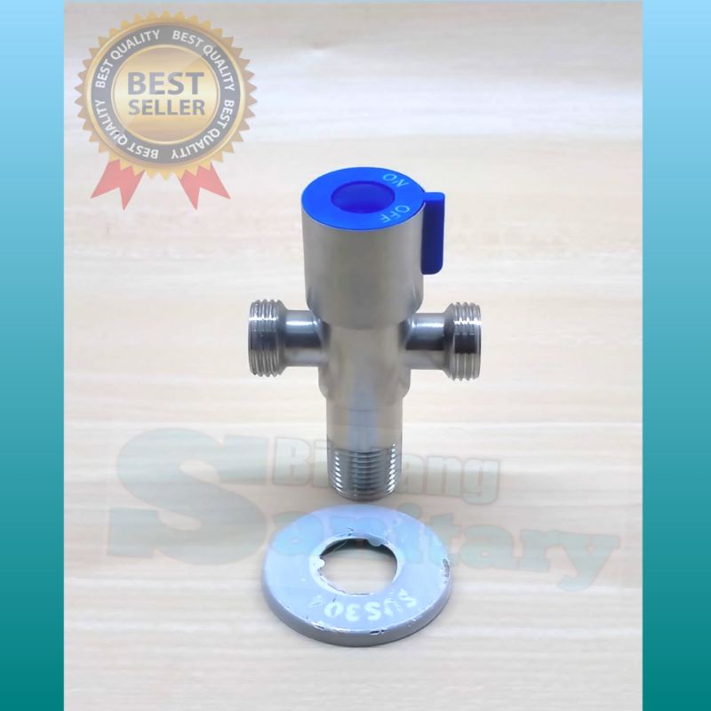 Jual Stop kran air shower cabang stainless / stop kran tee stainless ...