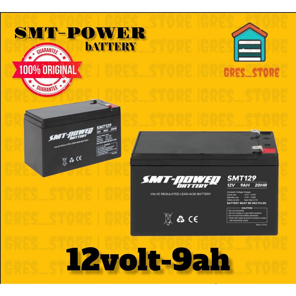 Jual Baterai SMT-Power 12 Volt 9 Ah Aki Kering UPS VRLA12V Battery SMT ...