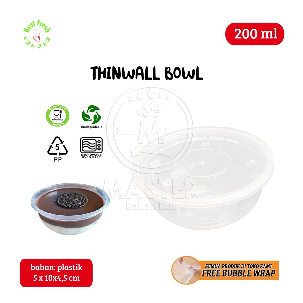 Jual Thinwall Bowl 200 ml / Kotak Makan Transparan Murah [per 5 pcs] | Shopee Indonesia