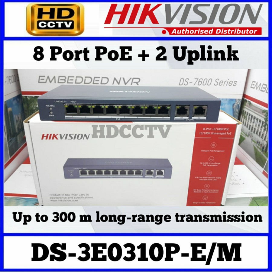 Jual switch hikvision ds 3e0310p e/m / switch 8 port poe + uplink ...