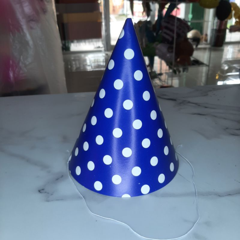 Jual Topi ulang tahun Kerucut topi ultah Kecil dan besar polkadot garis ...