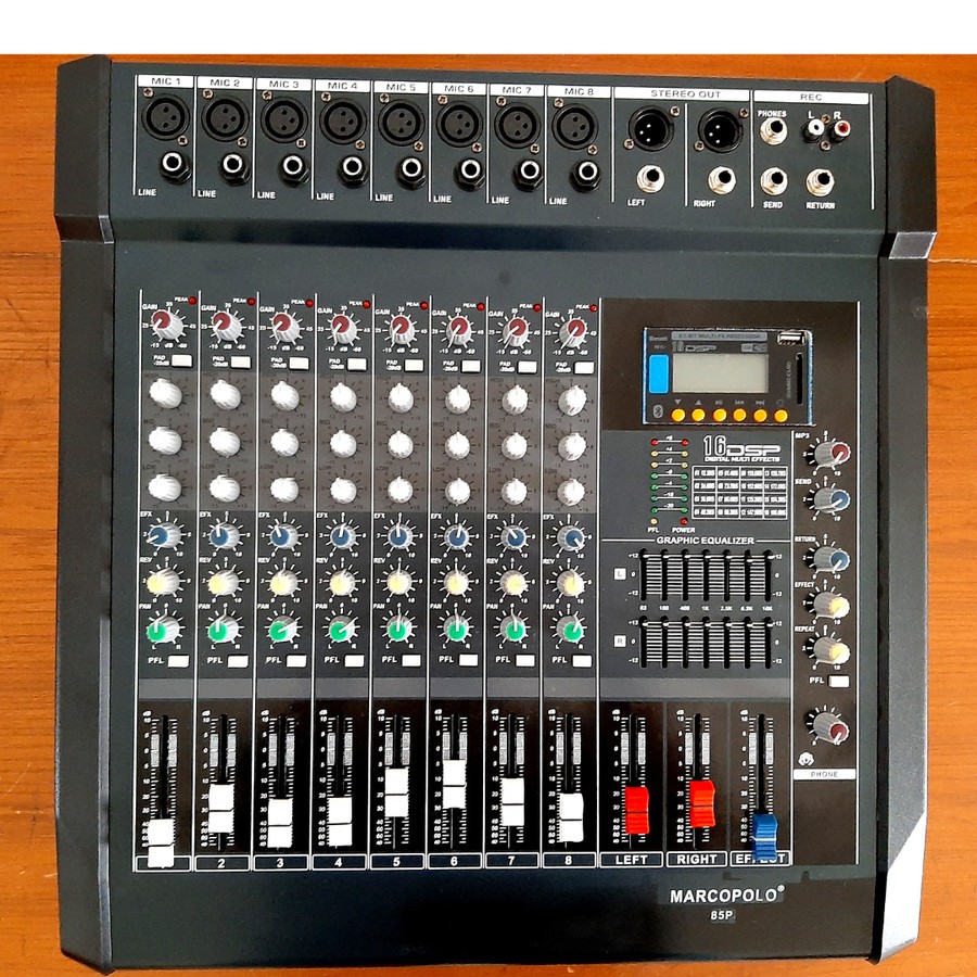 Jual Power Mixer Audio Marcopolo 8 Channel MC 85P, USB/MP3/Bluetooth | Shopee Indonesia