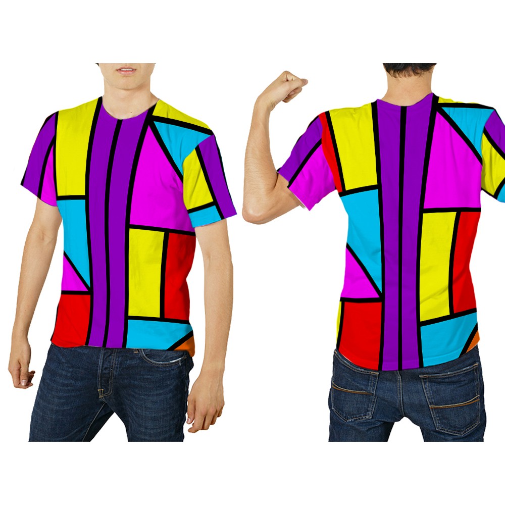 Jual Kaos Baju Tshirt Pria Wanita Retro Color Block | Shopee Indonesia