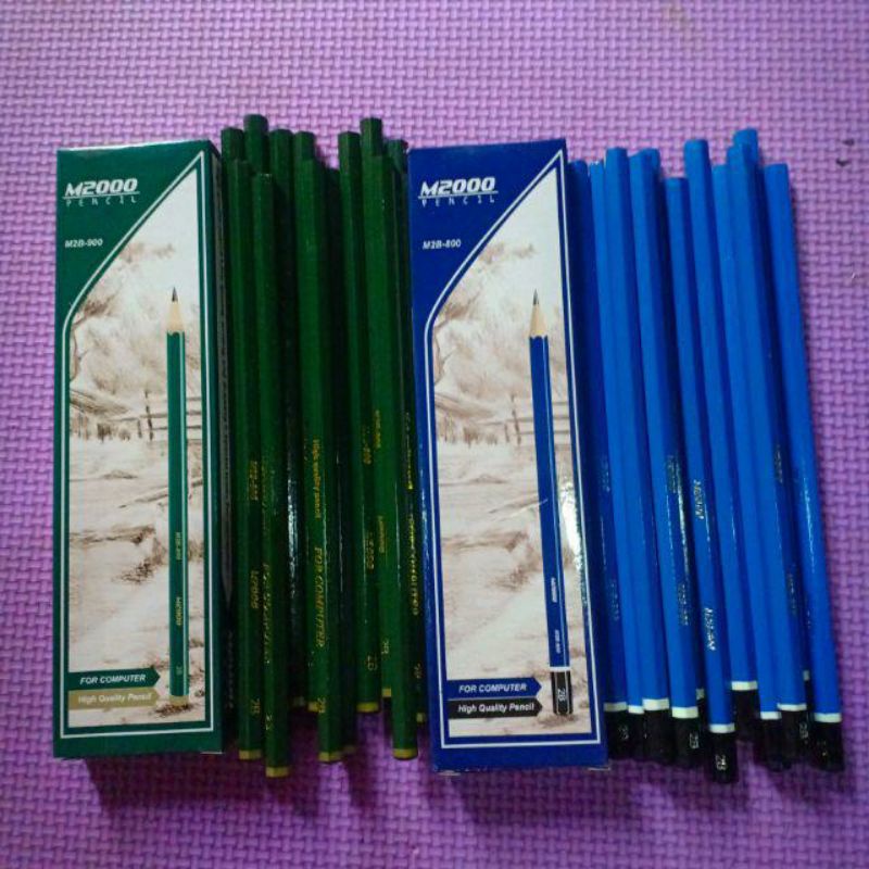 Jual pensil kayu 2b hijau/biru Montana/M2000 Per Pcs | Shopee Indonesia