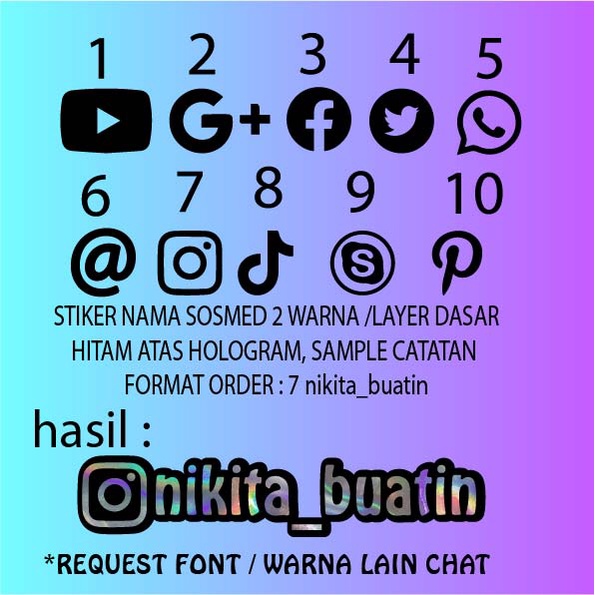 Jual stiker logo dan nama sosmed cutting sticker 2 warna | Shopee Indonesia