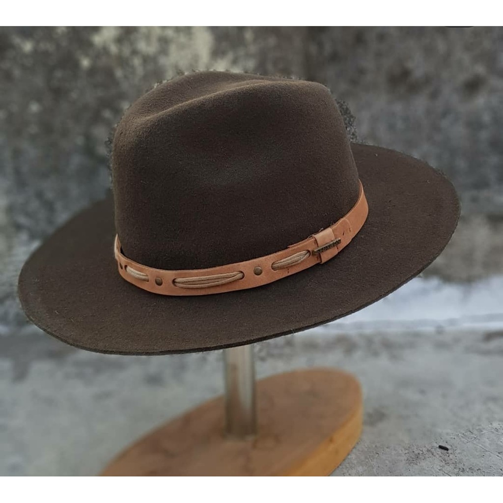 Jual Topi Laken Panama Warna Coklat Tali Coklat 100% Woll | Shopee ...