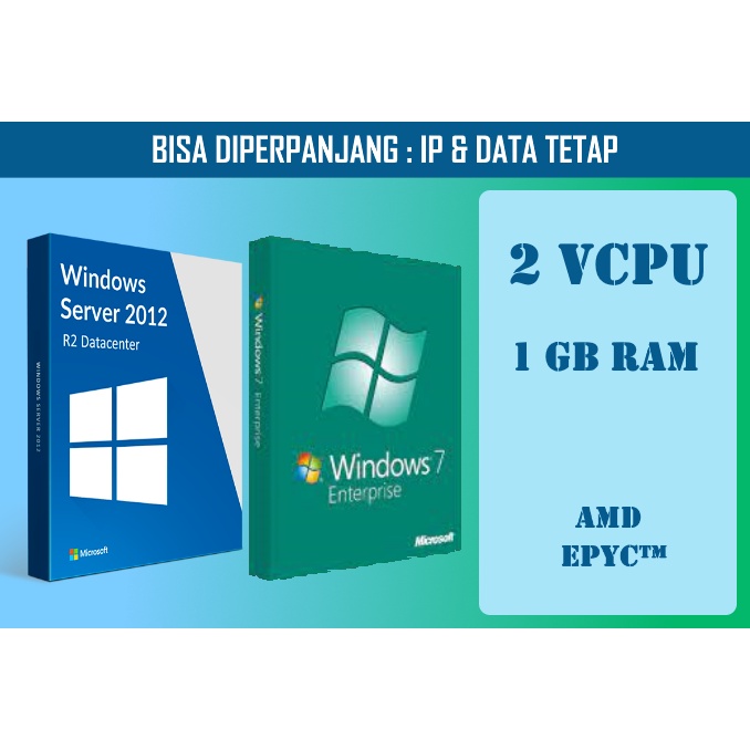 Jual RDP / VPS RAM Windows / Linux | 2vCPU / 1GB | Full Administrator / Root 1 bulan | bisa ...