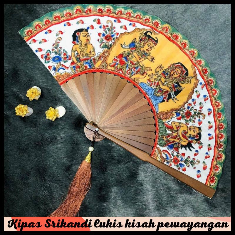Jual Kipas Lukis/Kipas Painting/Kipas wayang kamasan(Bisa ukir nama ...