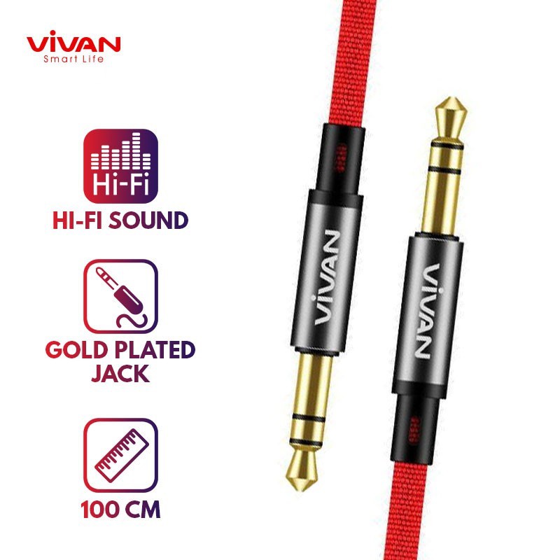 Jual VIVAN AUX01 KABEL AUDIO AUX 3.5mm JACK 100cm UNIVERSAL COMPABILITY ...