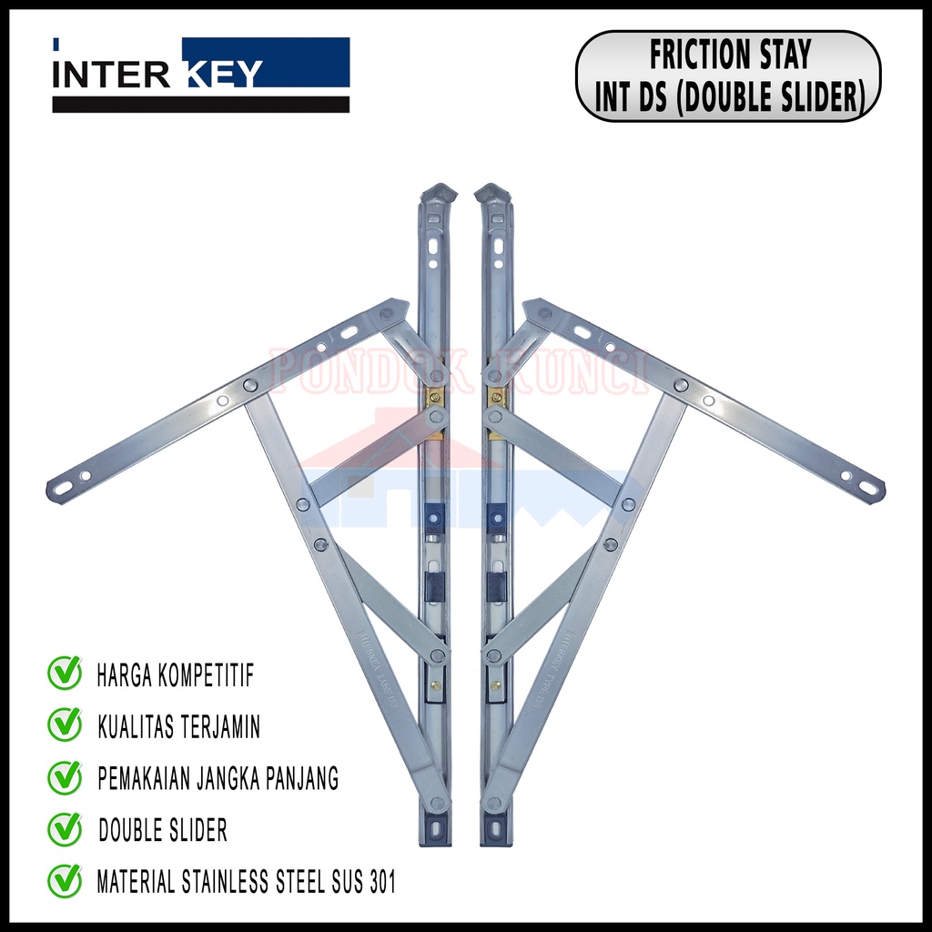 Jual Friction Stay Interkey Double Slider Engsel Jendela Casement ...