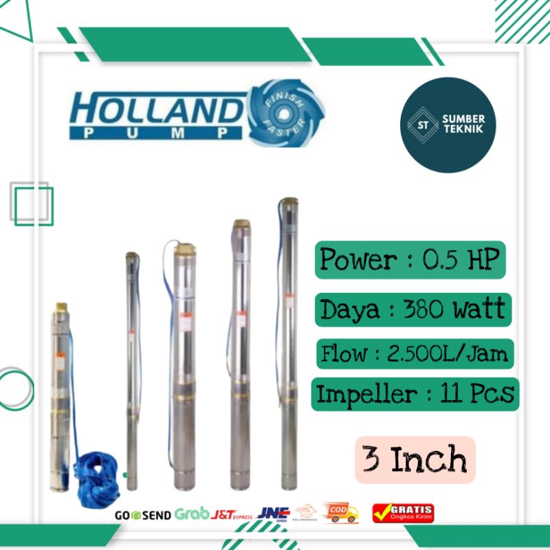 Jual Pompa Satelit Sumur Bor / Submersible Pump HOLLAND 3 Inch 0.5 Hp ...