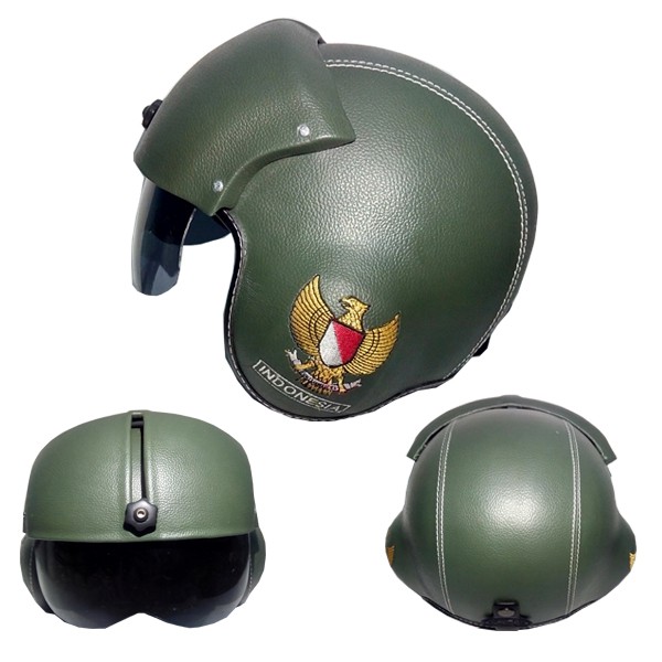 Jual Helm Pilot Retro BRO,co Klasik JapStyle Vintage Hijau Army Motif ...