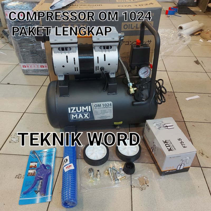 Jual MESIN KOMPRESSOR ANGIN OILLESS IZUMI MAX OM 1024 1HP/ IZUMI OM1024 24L | Shopee Indonesia