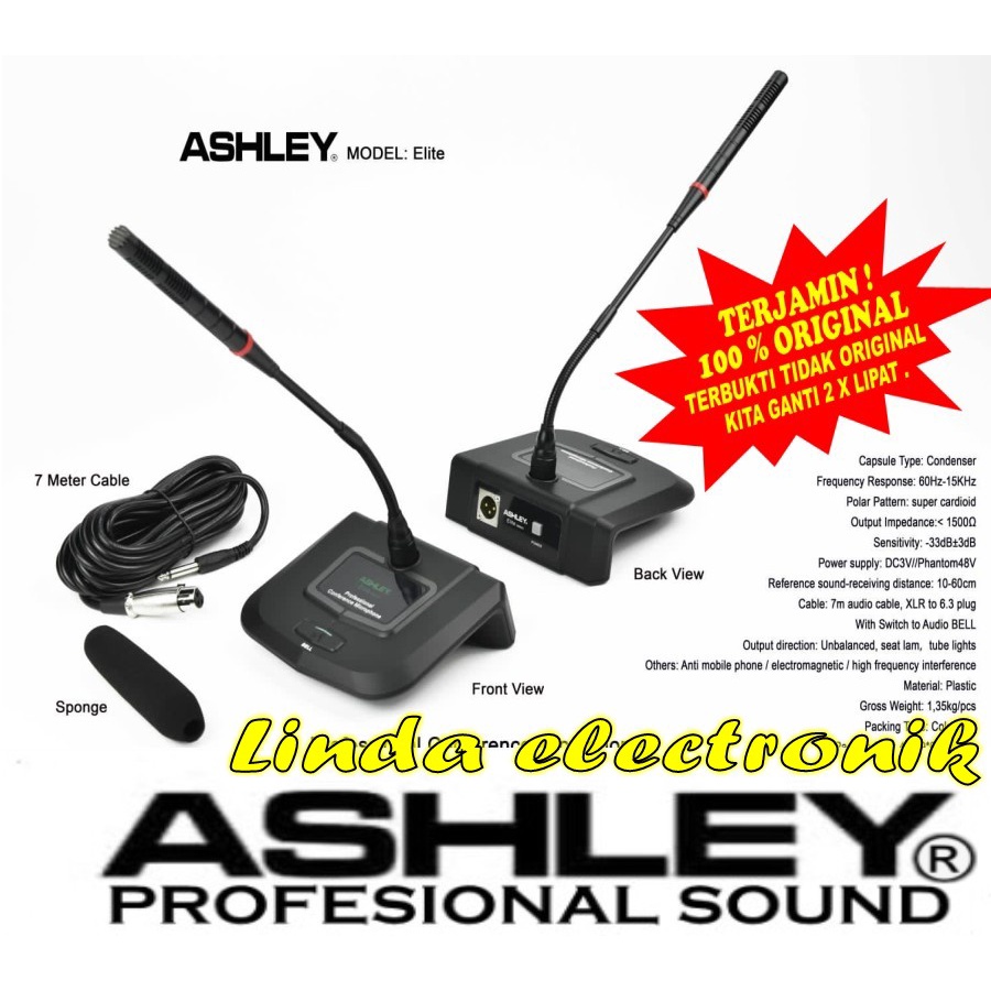 Product image mic meja conference kabel ashley elite garansi resmi original