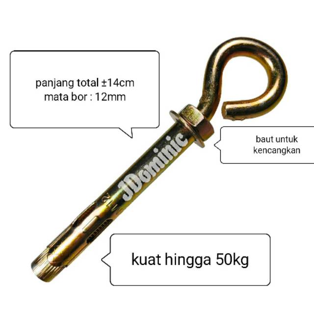 Jual dynabolt hanging gantung hook hok huk bolt baut dinabol dynabol ...