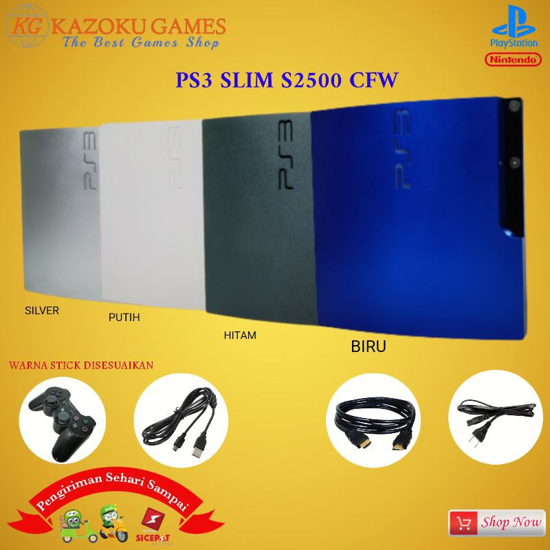 Jual PS3 PS 3 SLIM SONY PLAYSTATION CFW SERI 2500 GRADE A 160GB - 500GB ...