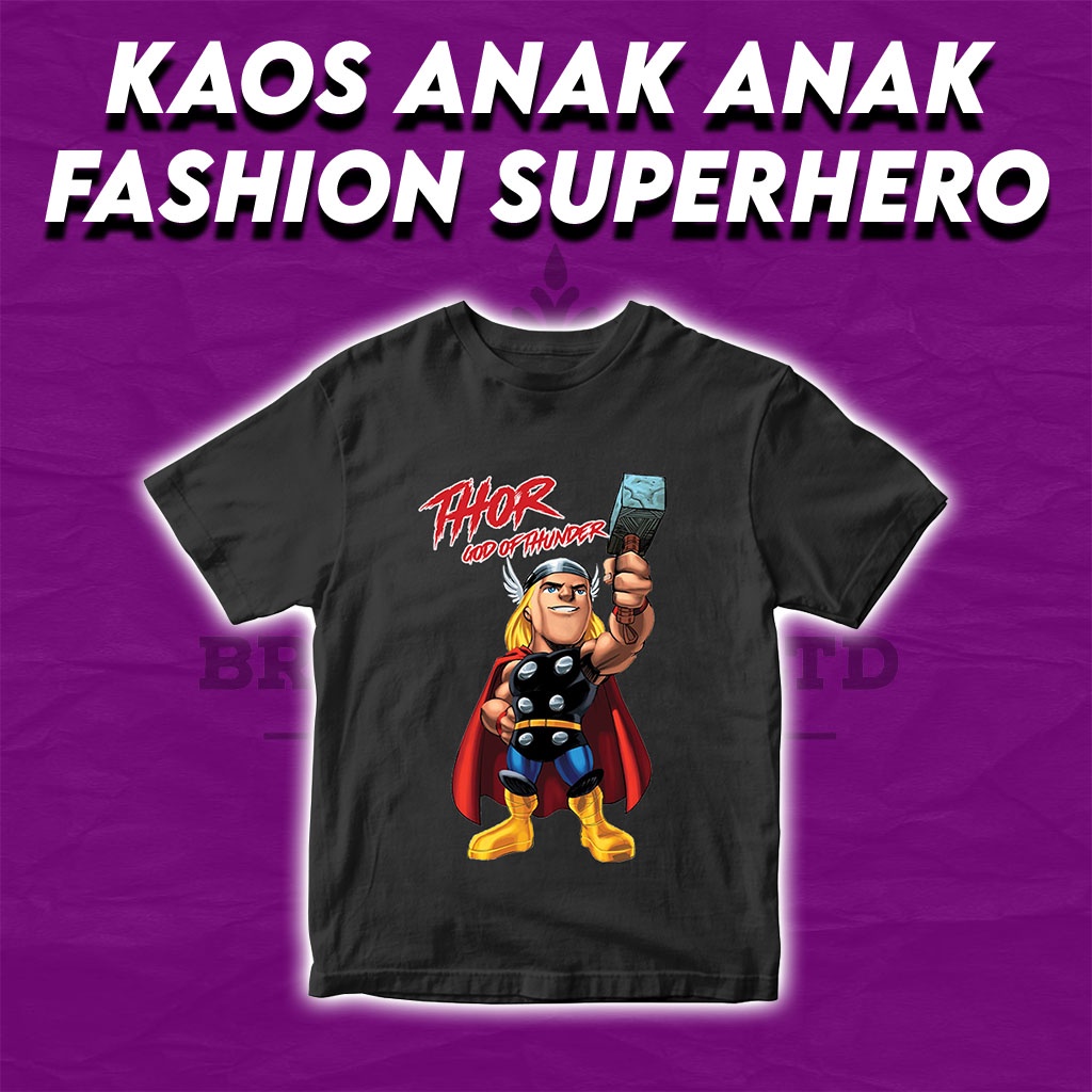 Jual Kaos Distro Baju Anak Anak Tema Superhero THOR GOD OF THUNDER ...