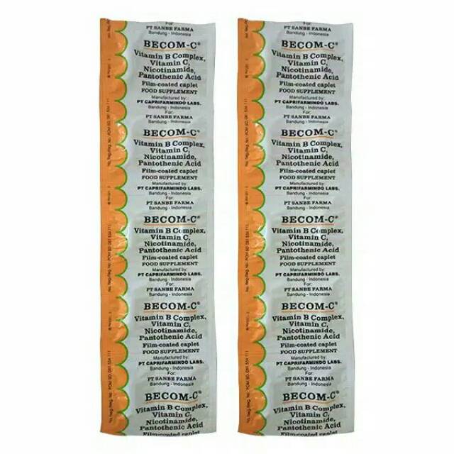 Jual BECOM C Vitamin C 500mg + Vitamin B Complex 1 Strip Isi 10 Tablet ...