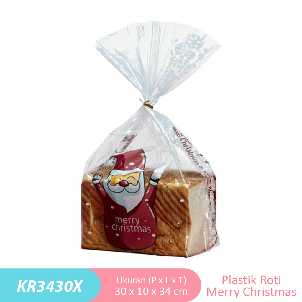 Jual Packaging Plastik Kemasan Bungkus Roti Tawar KRB3430X Tema Natal ...